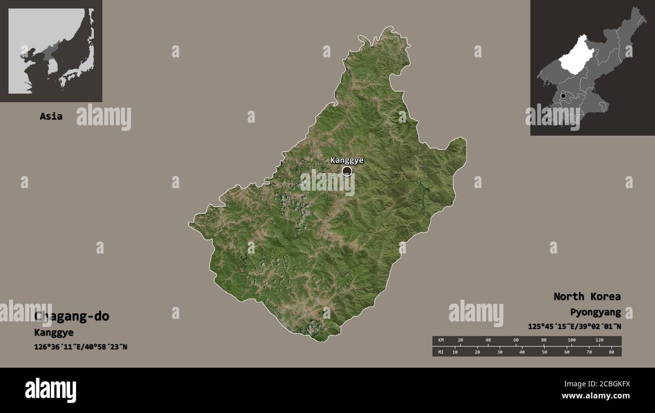 Shape of Chagang-do, province of North Korea, and its capital. Distance ...