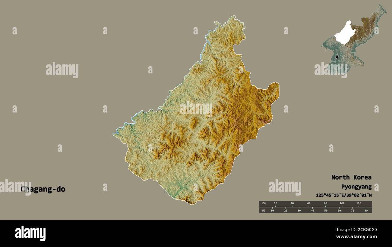 Shape of Chagang-do, province of North Korea, with its capital isolated ...