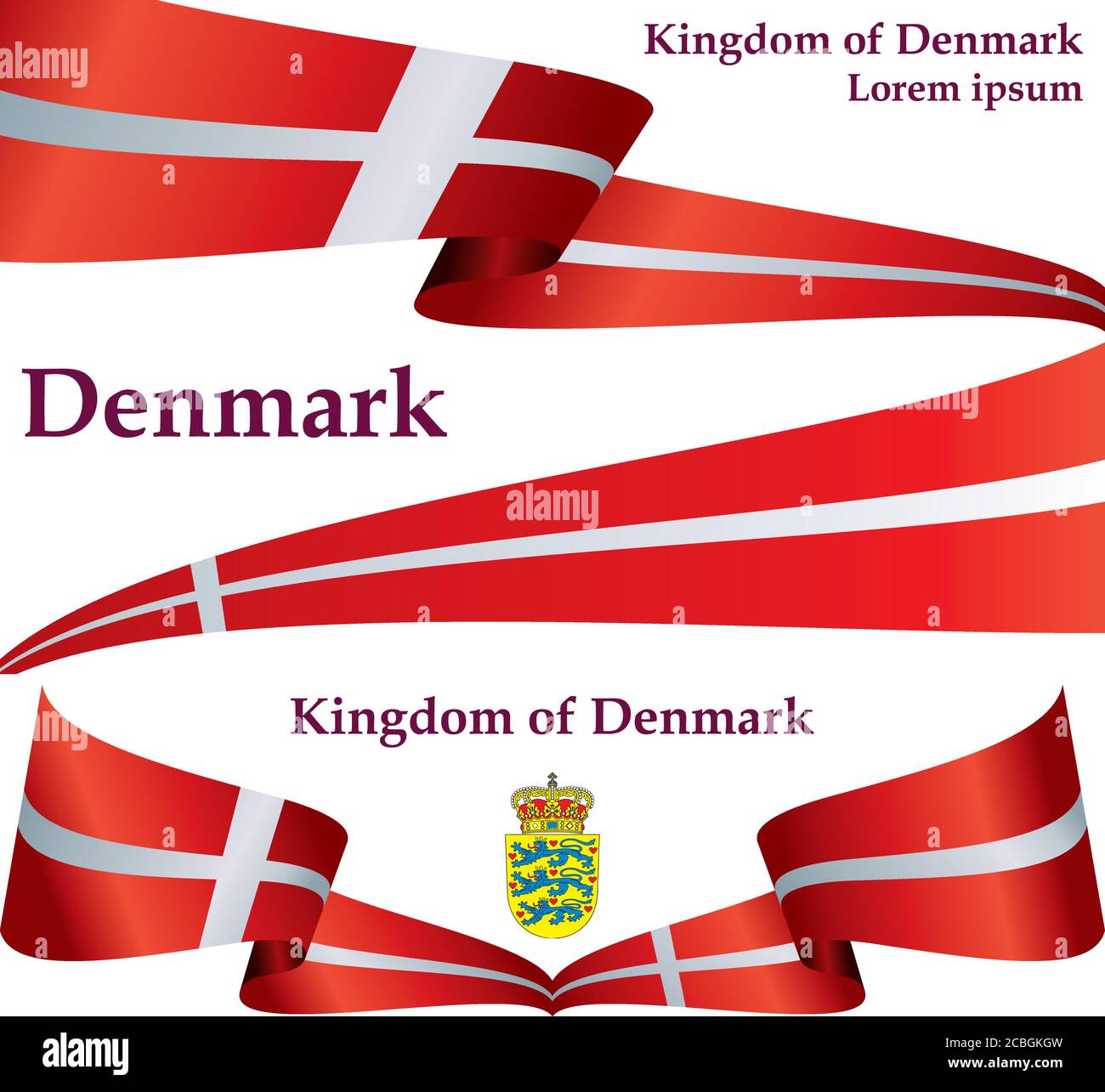 Flag of Denmark, Kingdom of Denmark. Template for award design, an ...