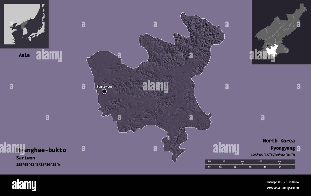 Shape of Hwanghae-bukto, province of North Korea, and its capital ...