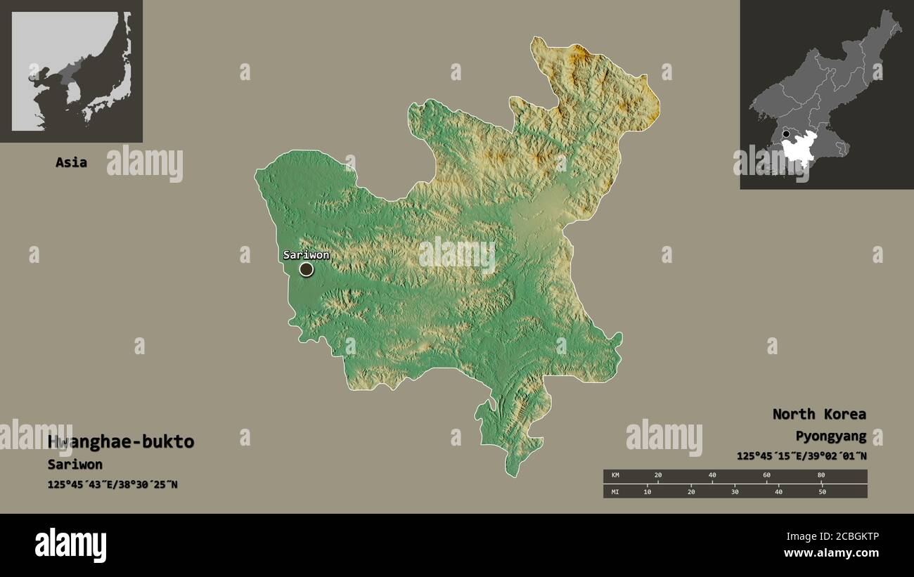 Shape of Hwanghae-bukto, province of North Korea, and its capital ...