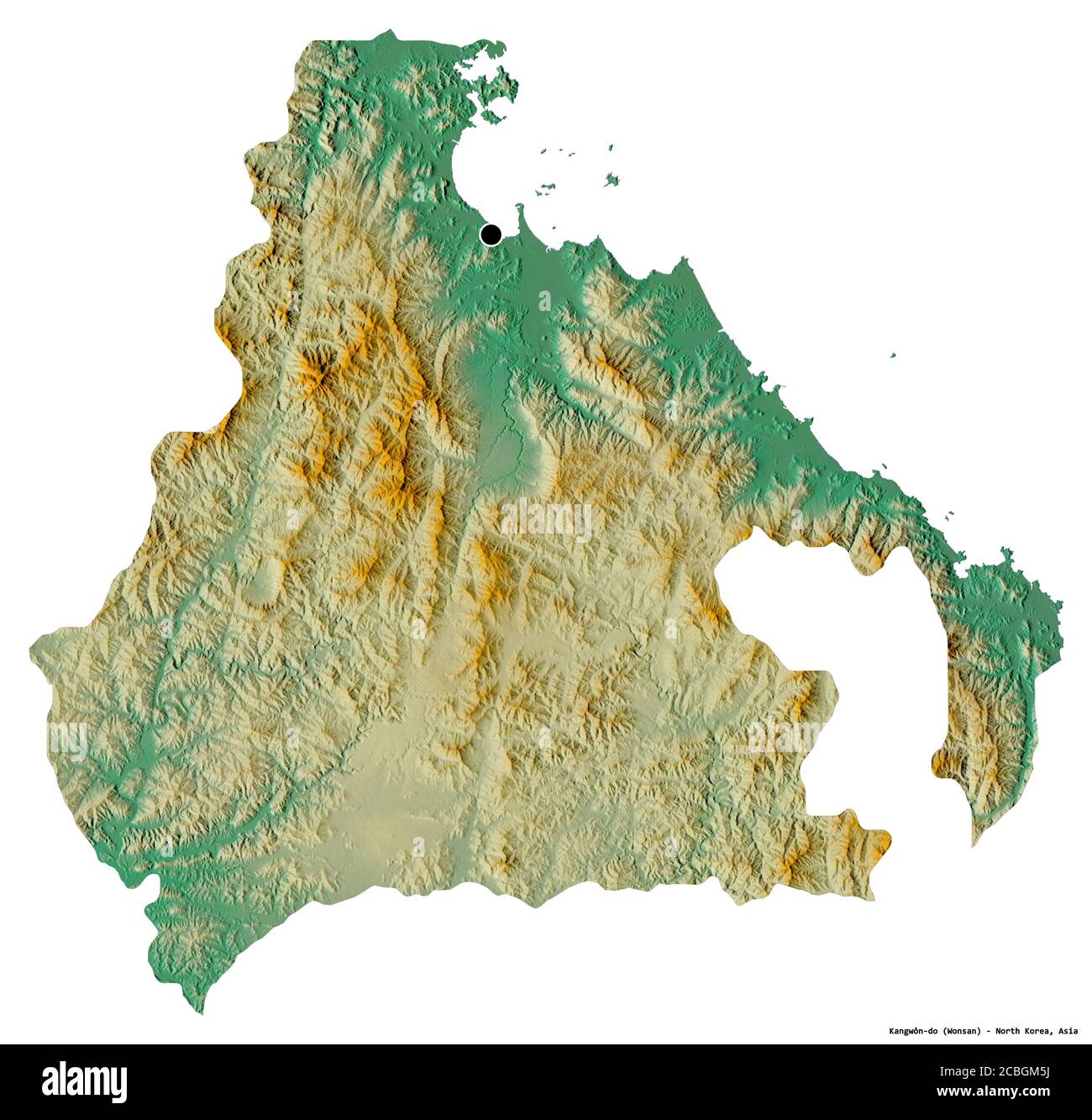 Shape of Kangwŏn-do, province of North Korea, with its capital isolated ...