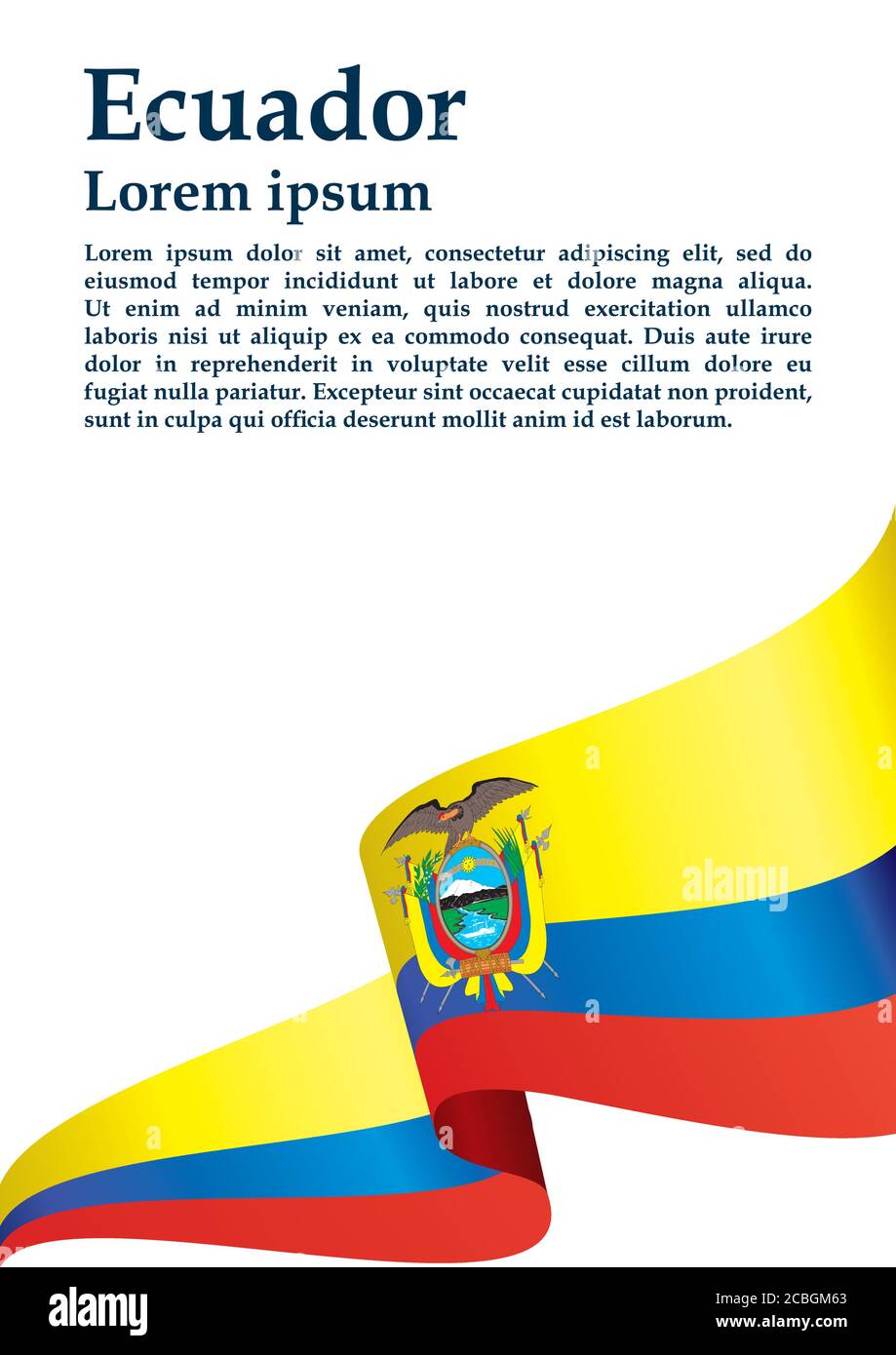 Flag of Ecuador, Republic of Ecuador. Template for award design, an ...