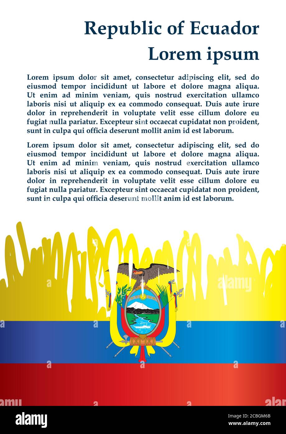Flag of Ecuador, Republic of Ecuador. Template for award design, an ...
