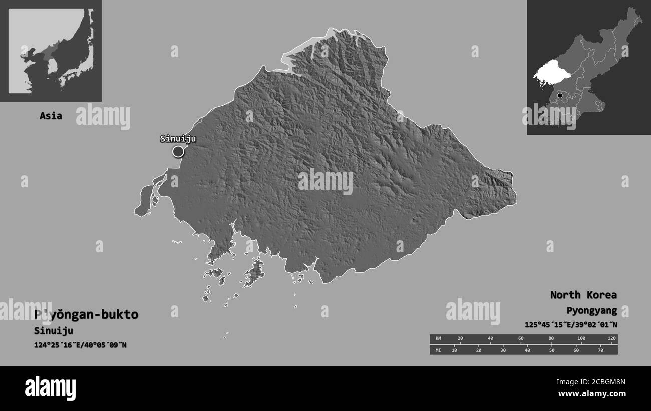 Shape of P'yŏngan-bukto, province of North Korea, and its capital ...