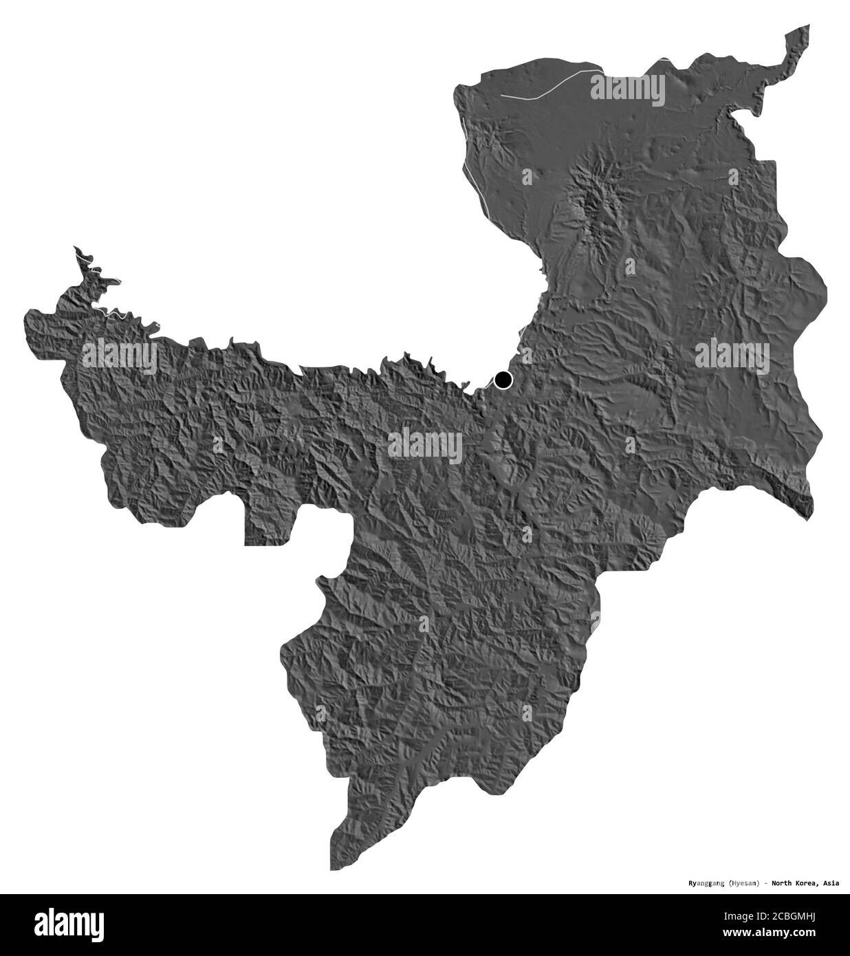Shape of Ryanggang, province of North Korea, with its capital isolated ...