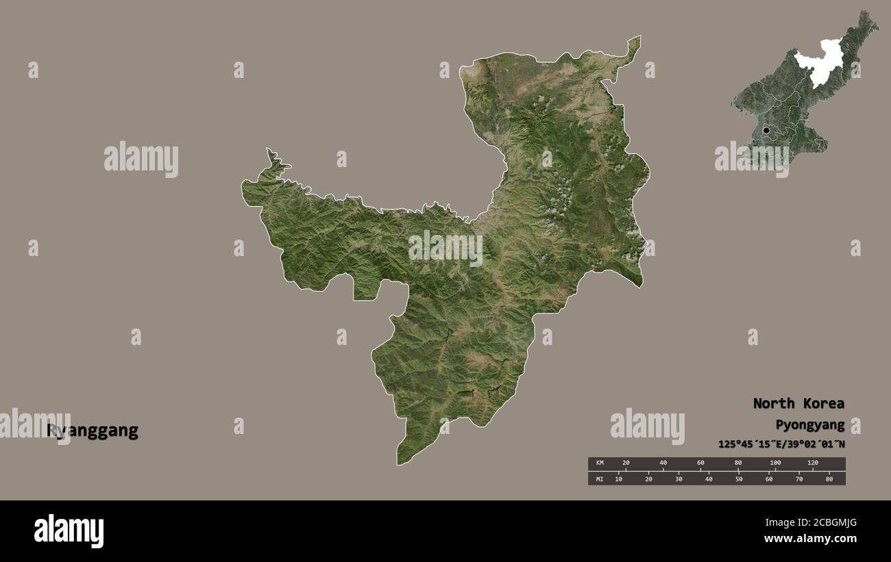 Shape of Ryanggang, province of North Korea, with its capital isolated ...