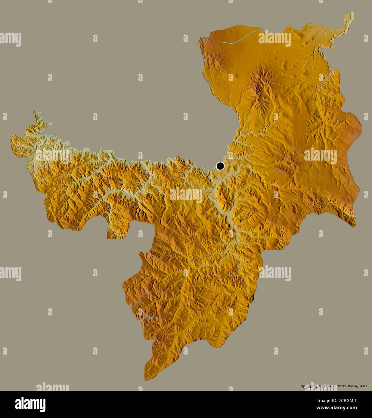 Shape of Ryanggang, province of North Korea, with its capital isolated ...