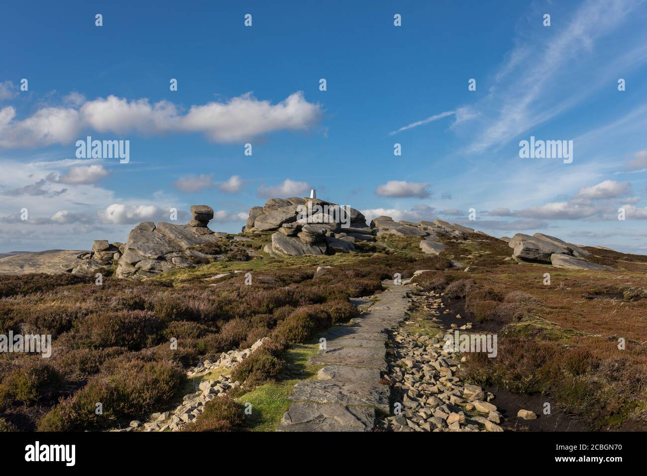 Gritstone rock formations on Back Tor, Derwent Edge, Peak District ...