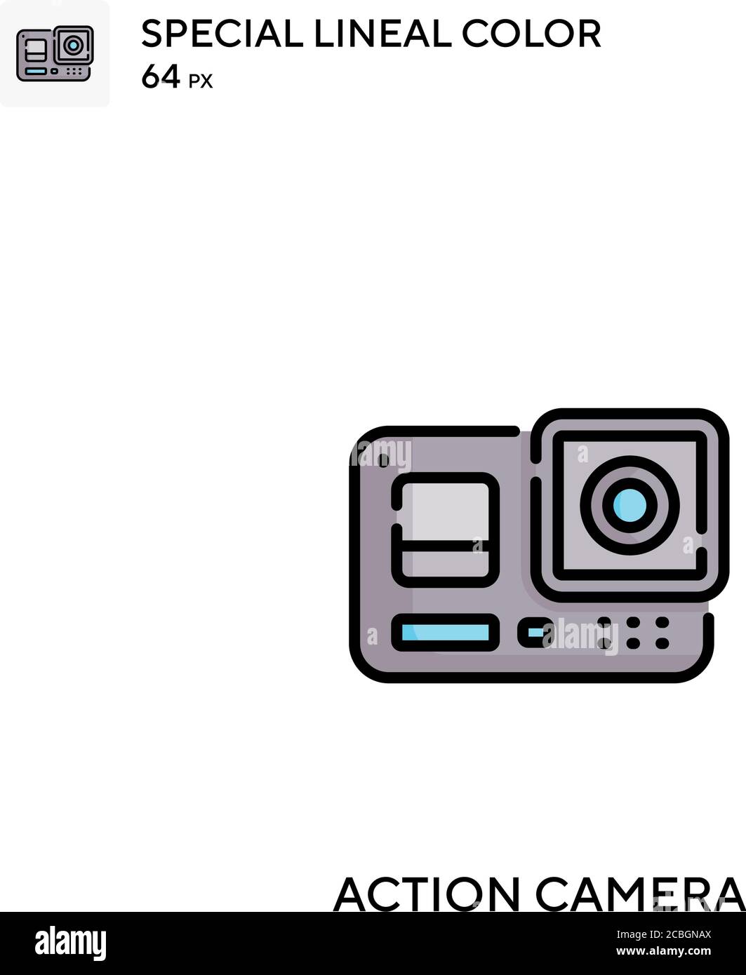 Action camera special lineal color vector icon. Action camera icons for ...
