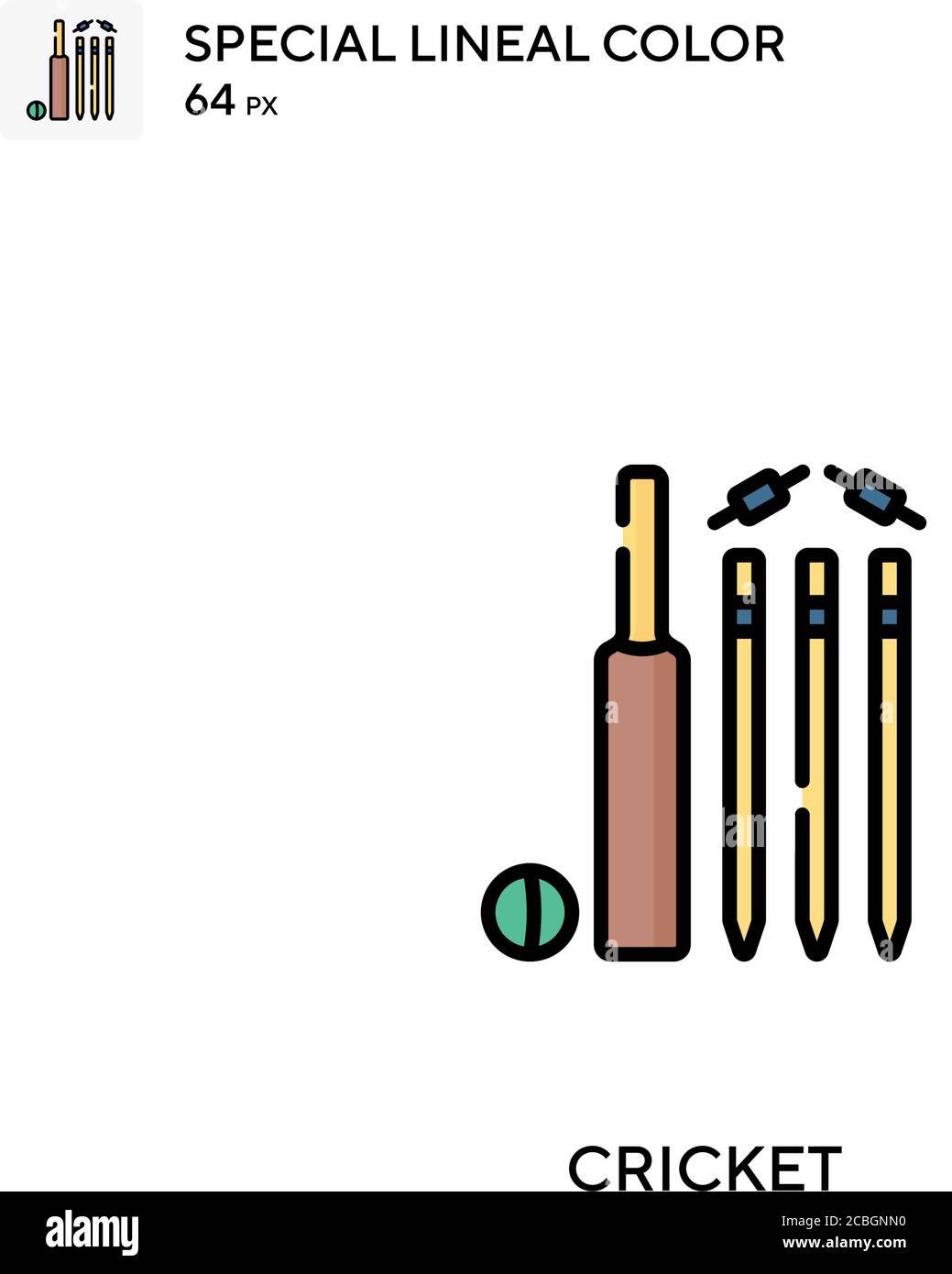 Cricket special lineal color vector icon. Cricket icons for your ...