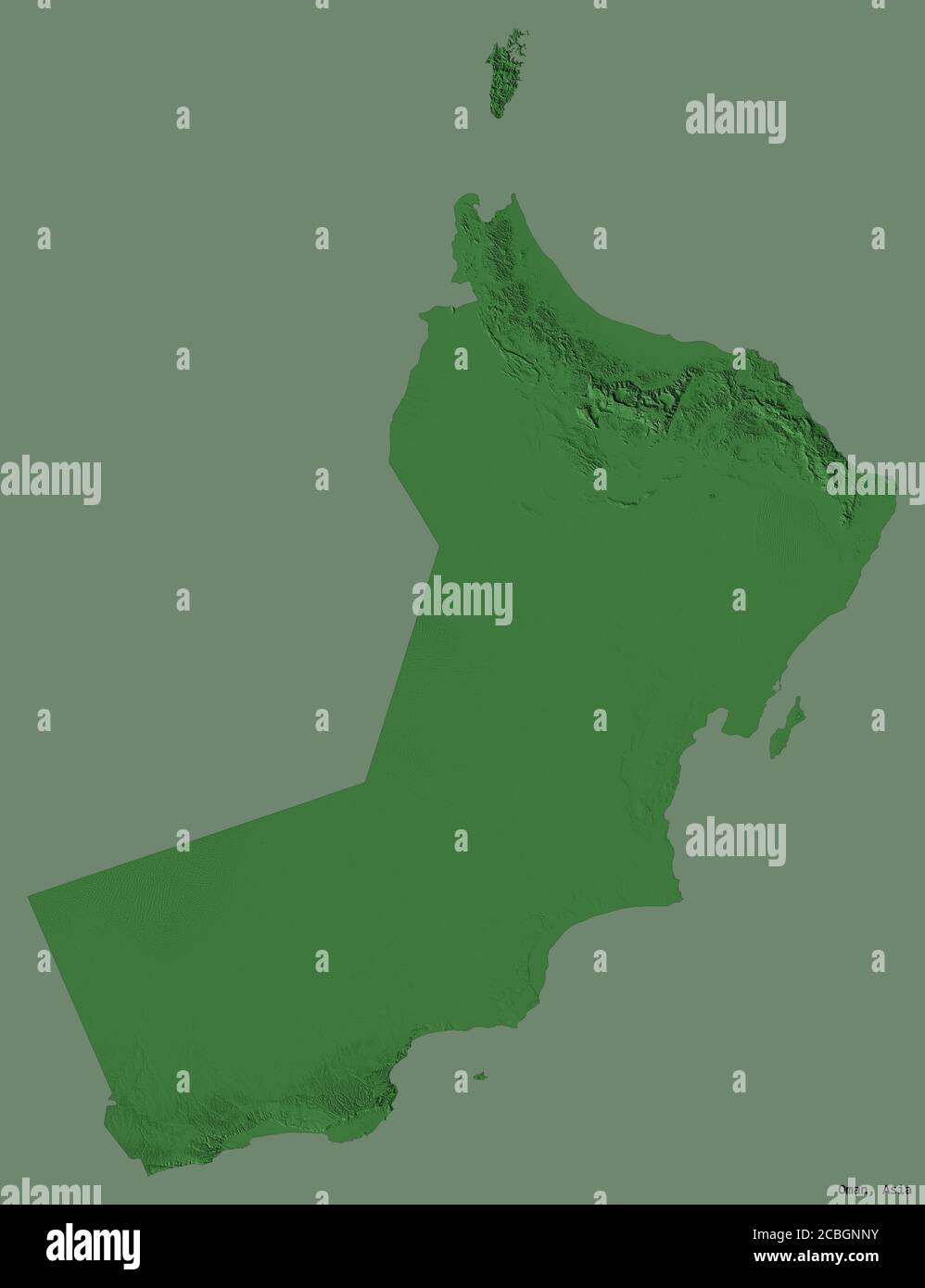Shape of Oman with its capital isolated on a solid color background ...