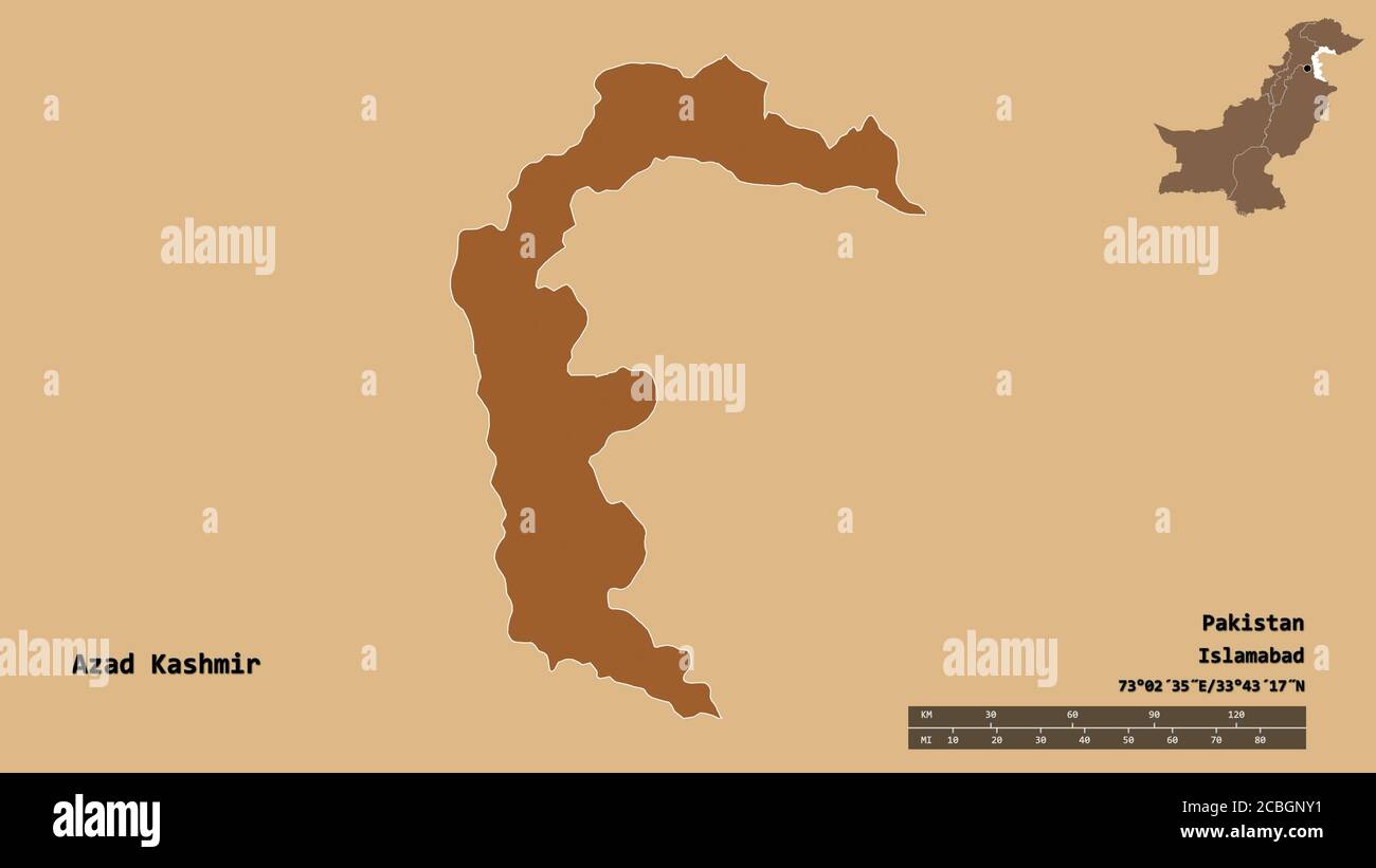 Shape of Azad Kashmir, centrally administered area of Pakistan, with ...