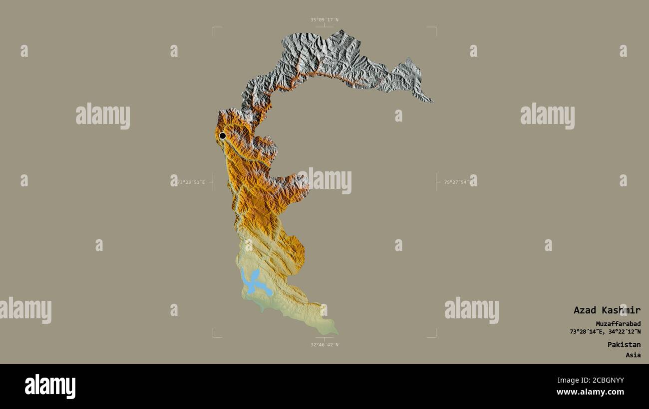 Area of Azad Kashmir, centrally administered area of Pakistan, isolated ...