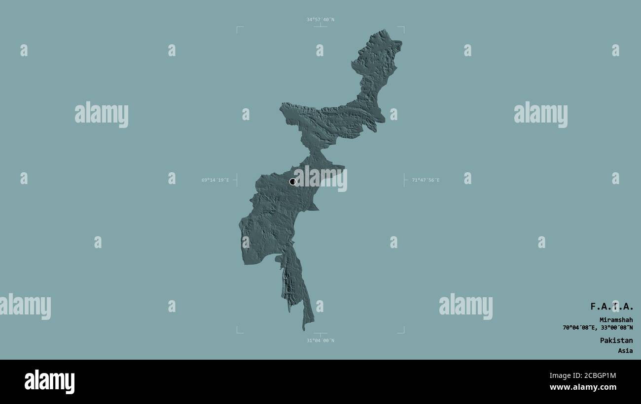 Area of F.A.T.A., territory of Pakistan, isolated on a solid background ...