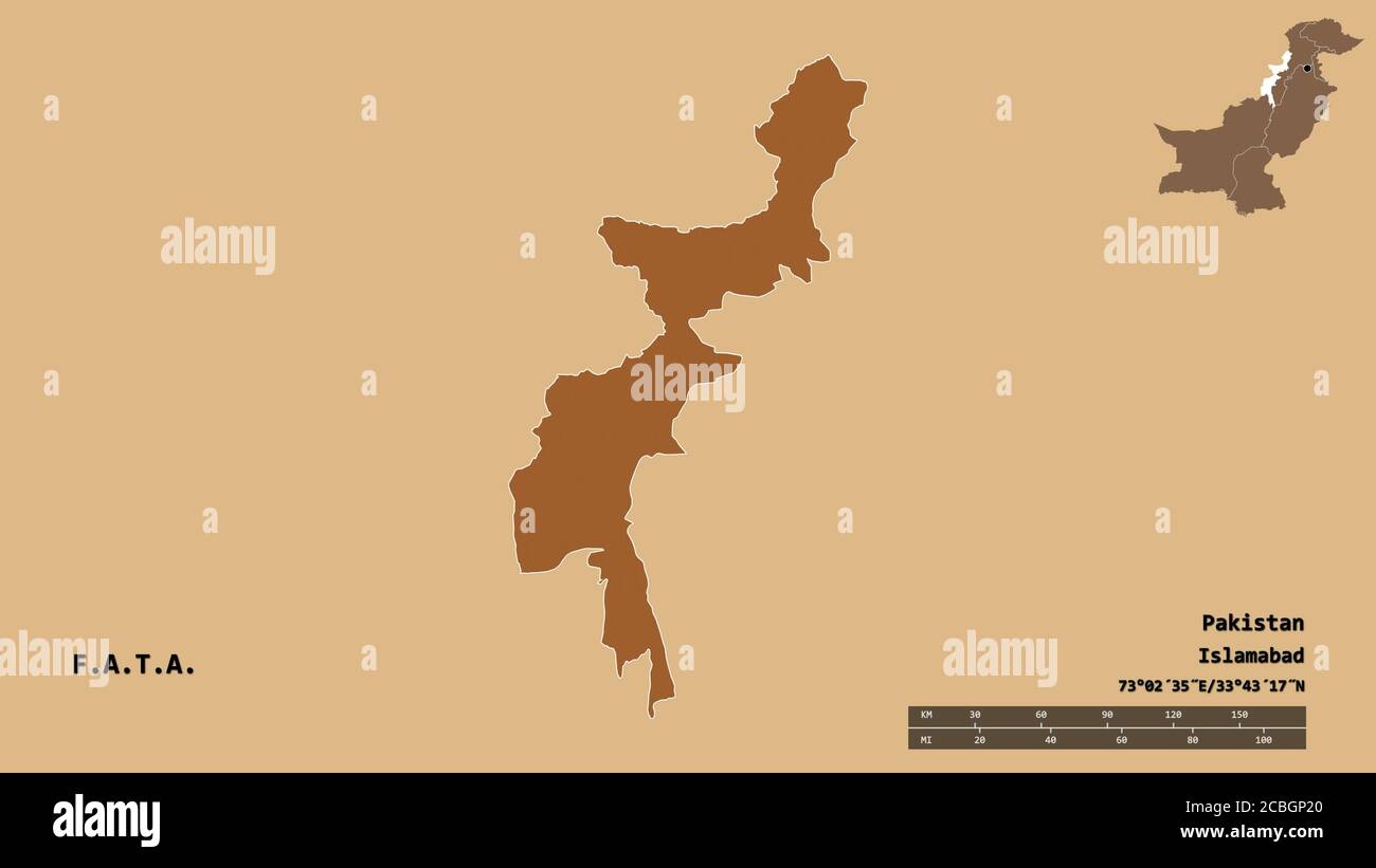 Shape of F.A.T.A., territory of Pakistan, with its capital isolated on ...