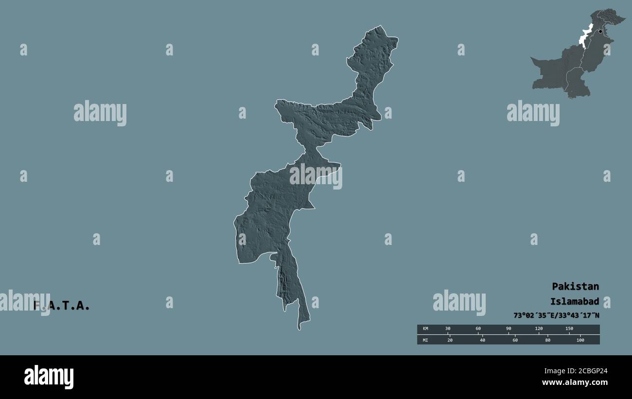 Shape of F.A.T.A., territory of Pakistan, with its capital isolated on ...