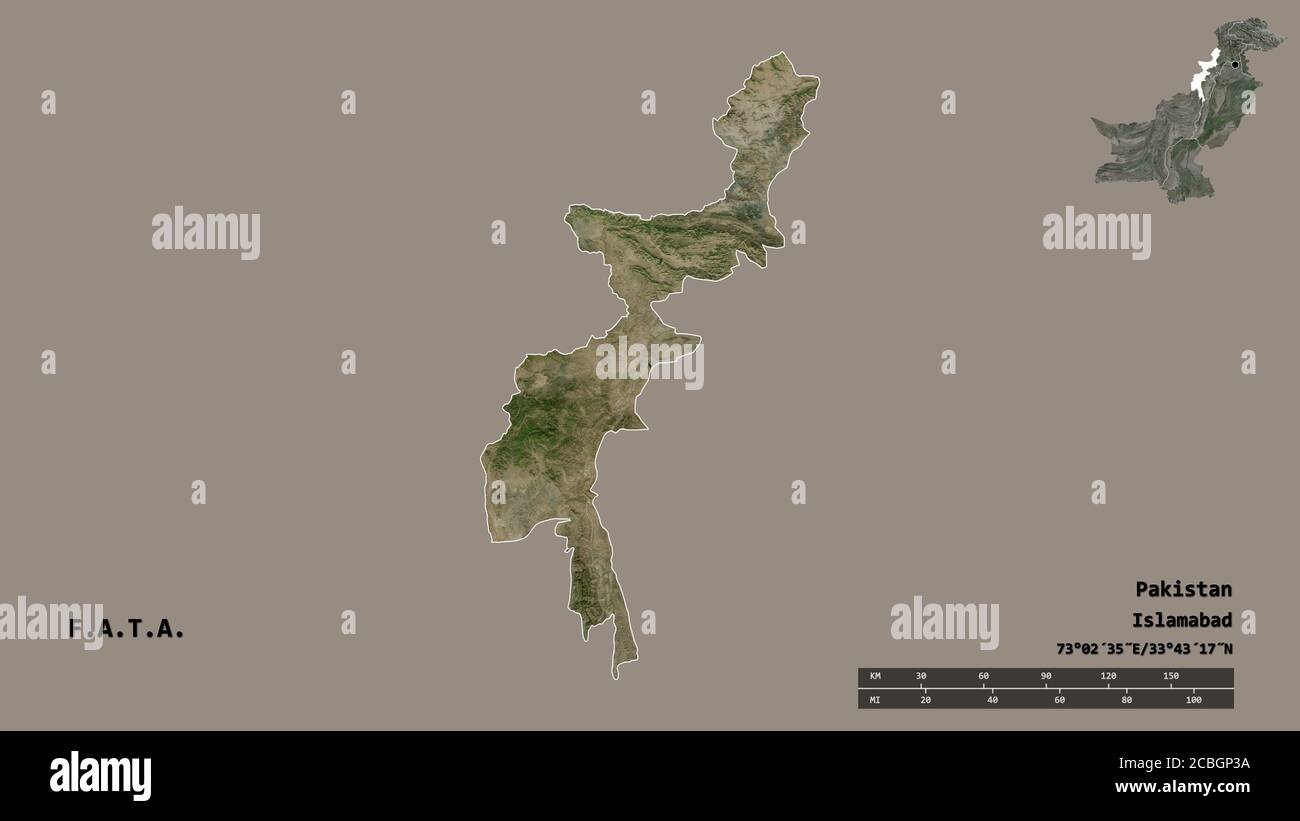 Shape of F.A.T.A., territory of Pakistan, with its capital isolated on ...