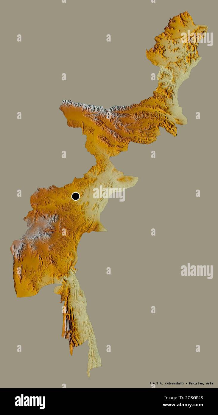 Shape of F.A.T.A., territory of Pakistan, with its capital isolated on ...