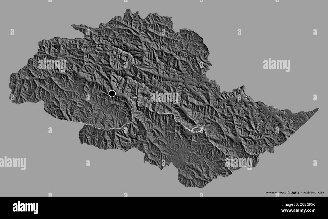 Shape of Northern Areas, centrally administered area of Pakistan, with ...