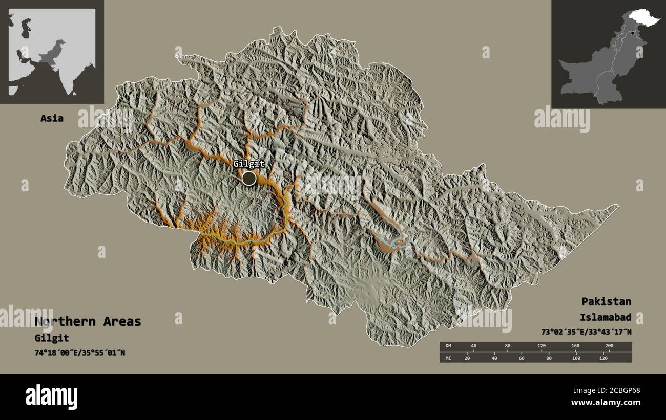 Shape of Northern Areas, centrally administered area of Pakistan, and ...