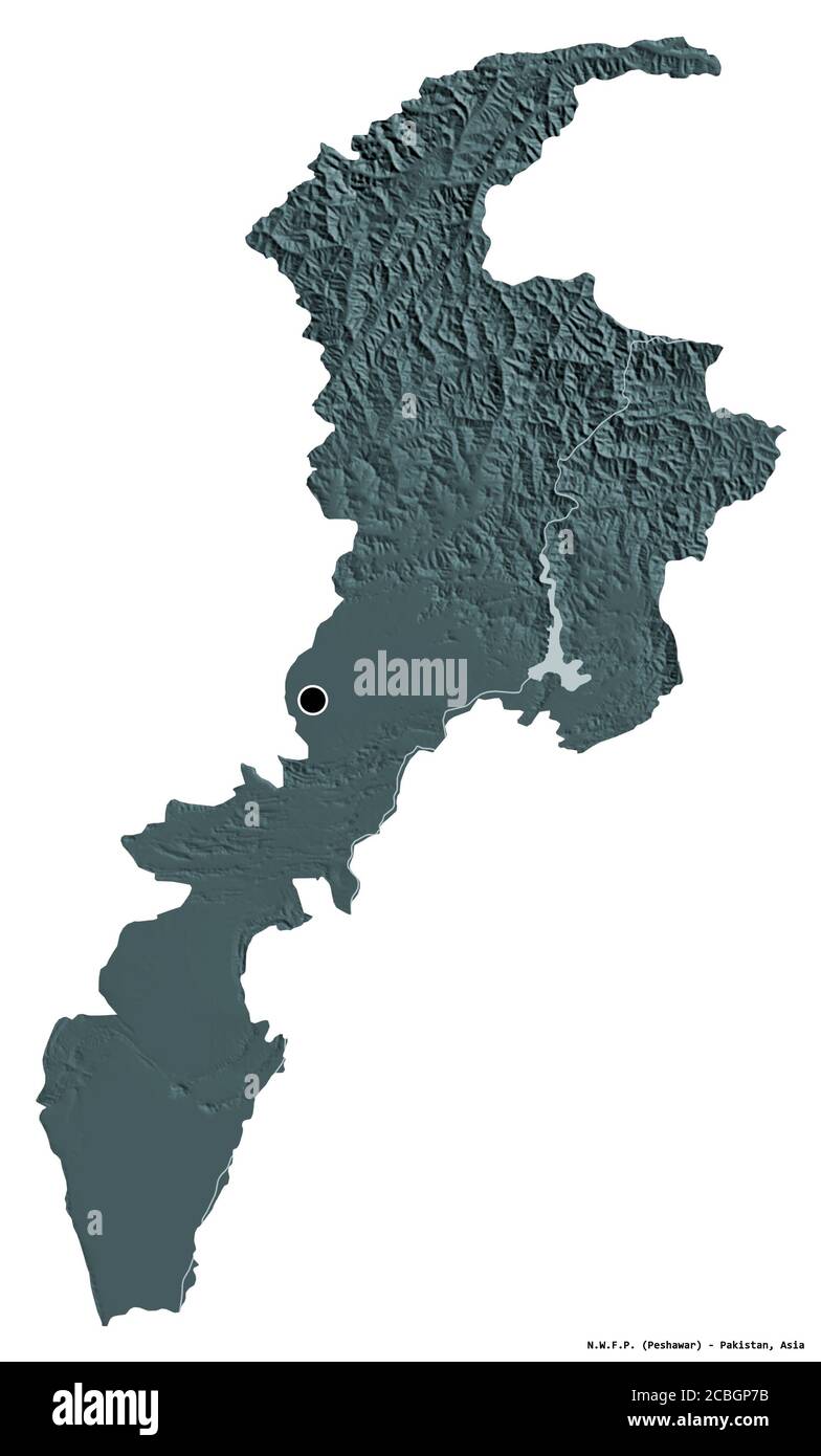 Shape of N.W.F.P., province of Pakistan, with its capital isolated on ...