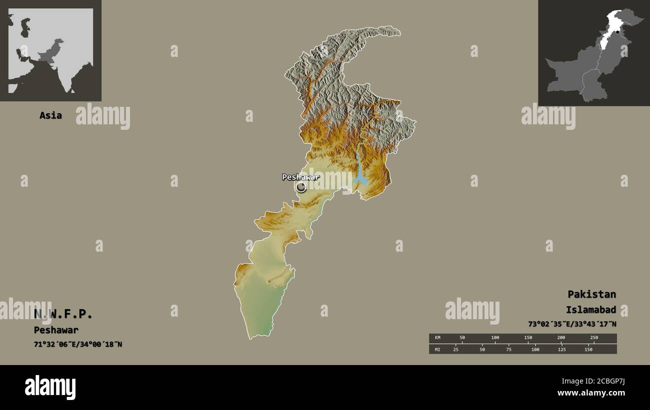 Shape of N.W.F.P., province of Pakistan, and its capital. Distance ...