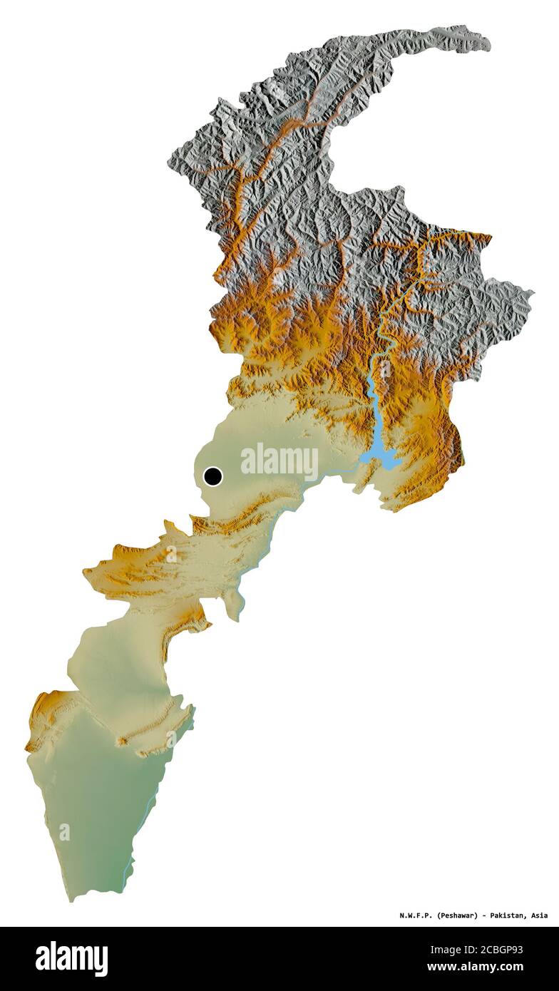 Shape of N.W.F.P., province of Pakistan, with its capital isolated on ...