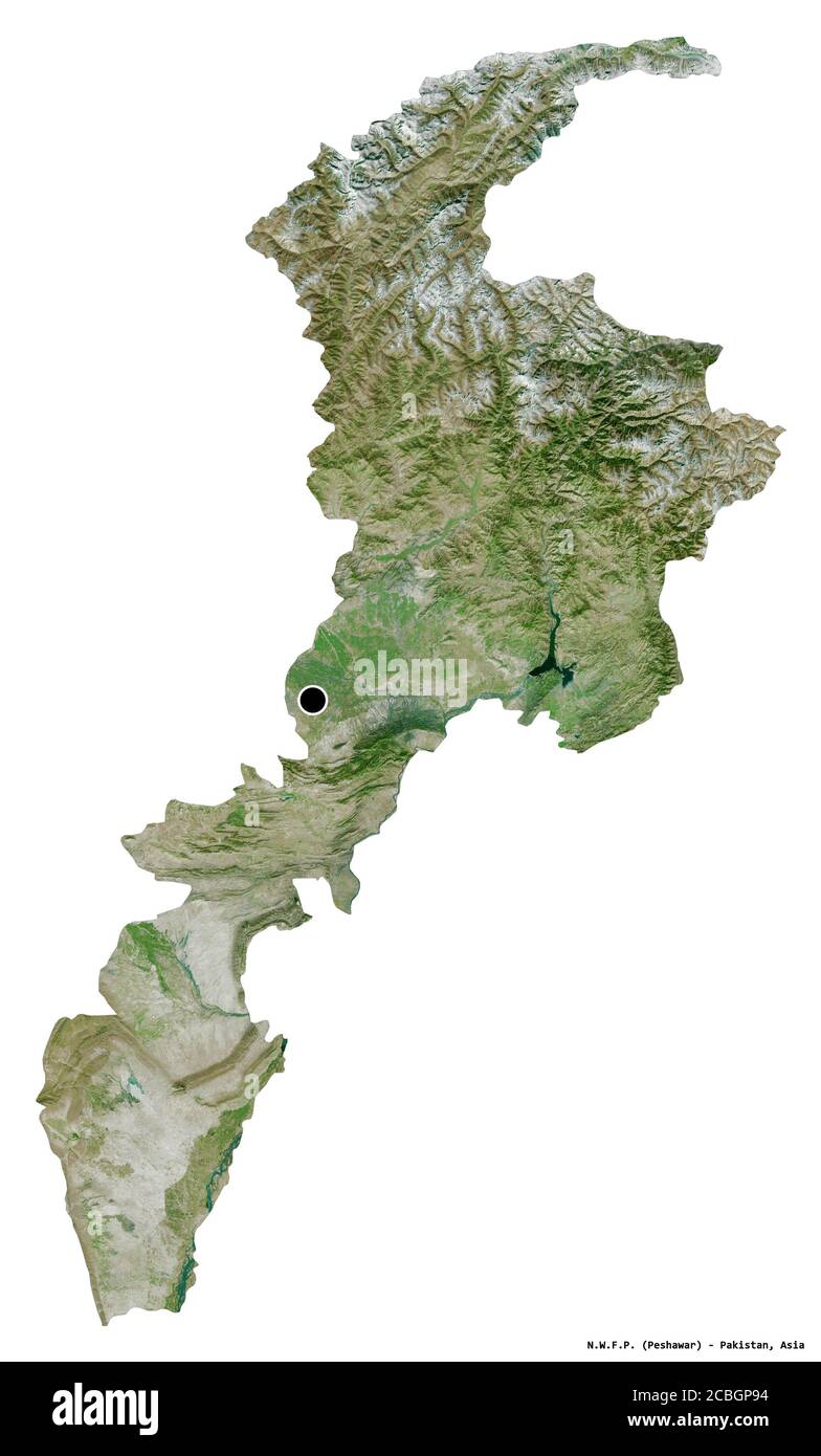 Shape of N.W.F.P., province of Pakistan, with its capital isolated on ...