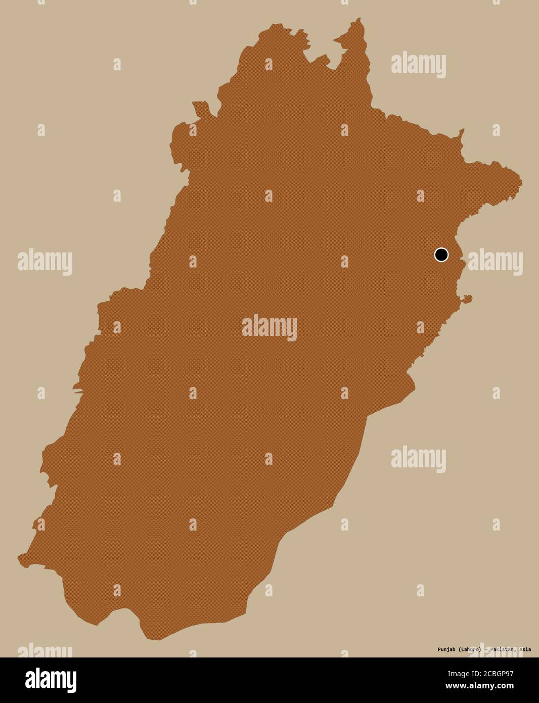 Shape of Punjab, province of Pakistan, with its capital isolated on a ...