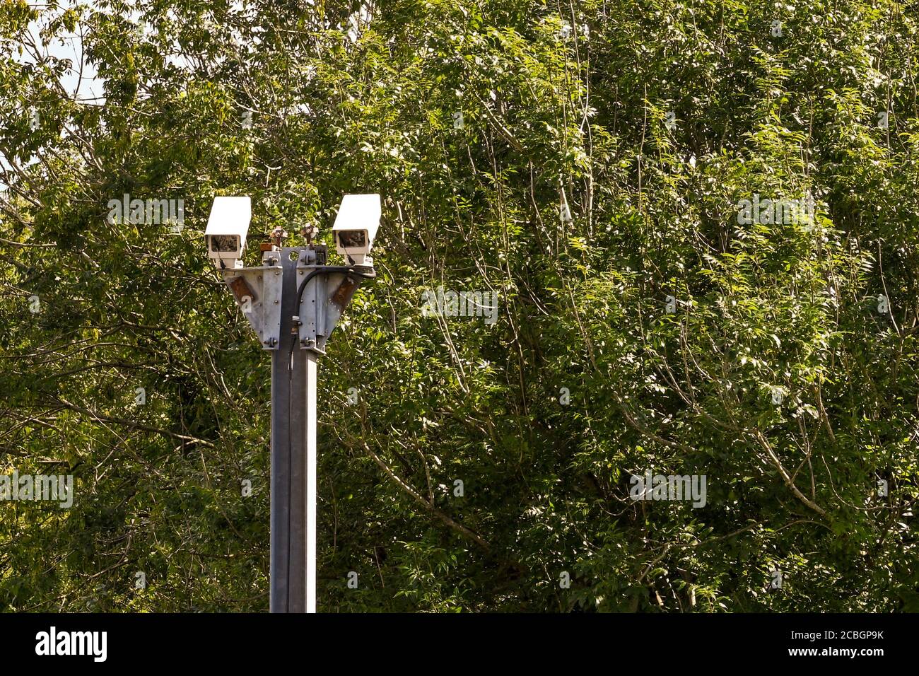 Twin remote controlled CCTV cameras used for video surveillance and ...