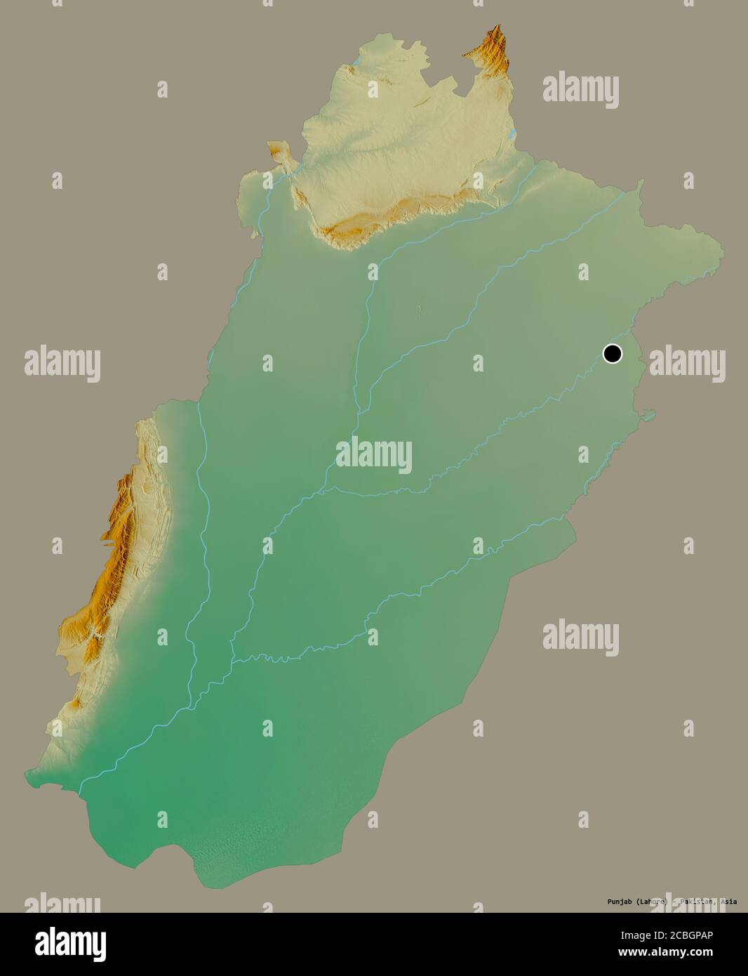 Shape of Punjab, province of Pakistan, with its capital isolated on a ...