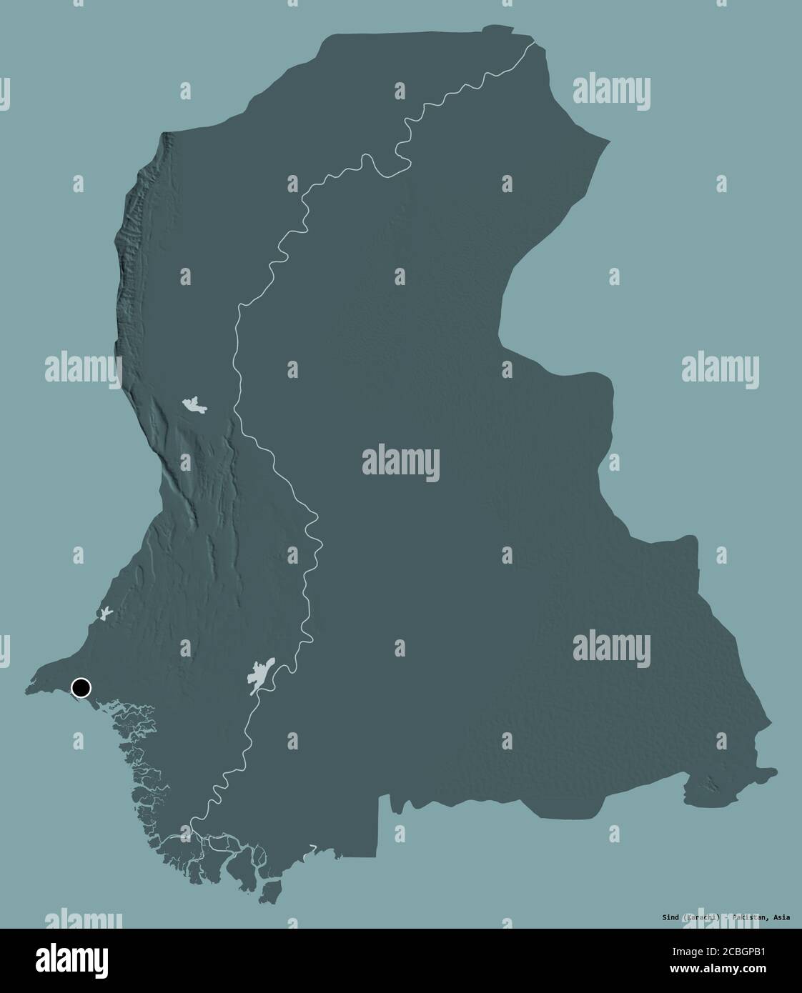 Shape of Sind, province of Pakistan, with its capital isolated on a ...