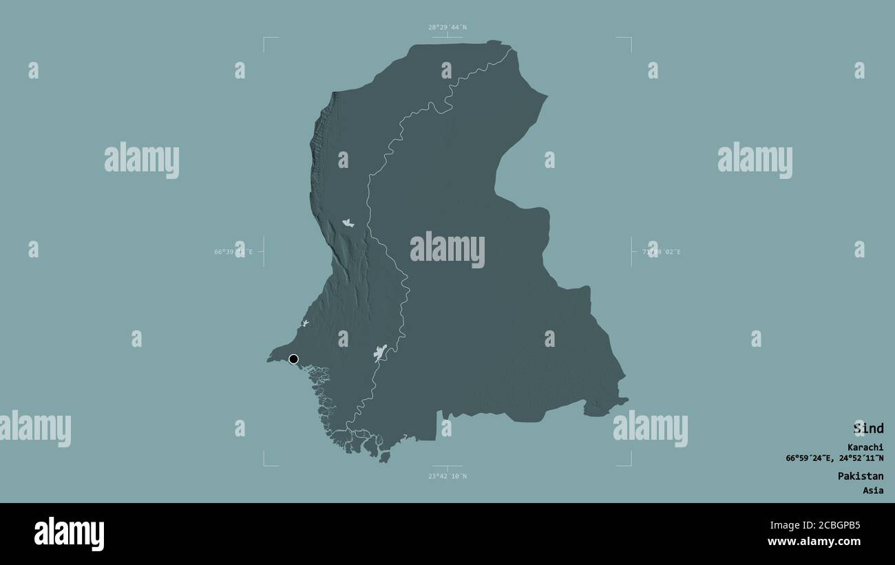 Area of Sind, province of Pakistan, isolated on a solid background in a ...