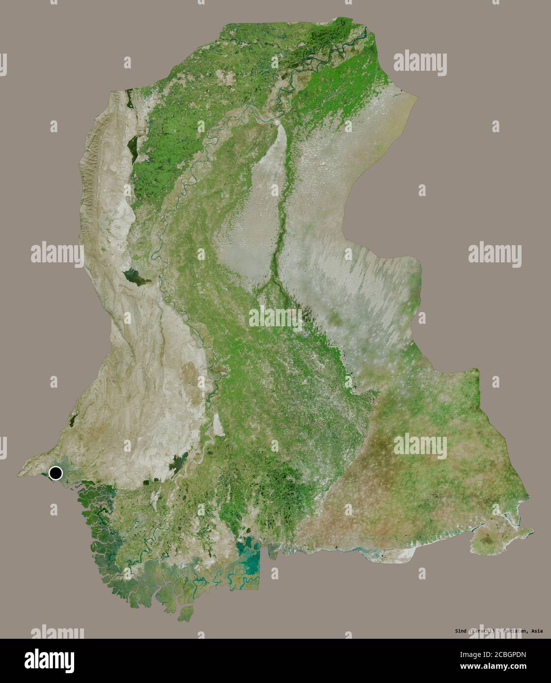 Shape of Sind, province of Pakistan, with its capital isolated on a ...