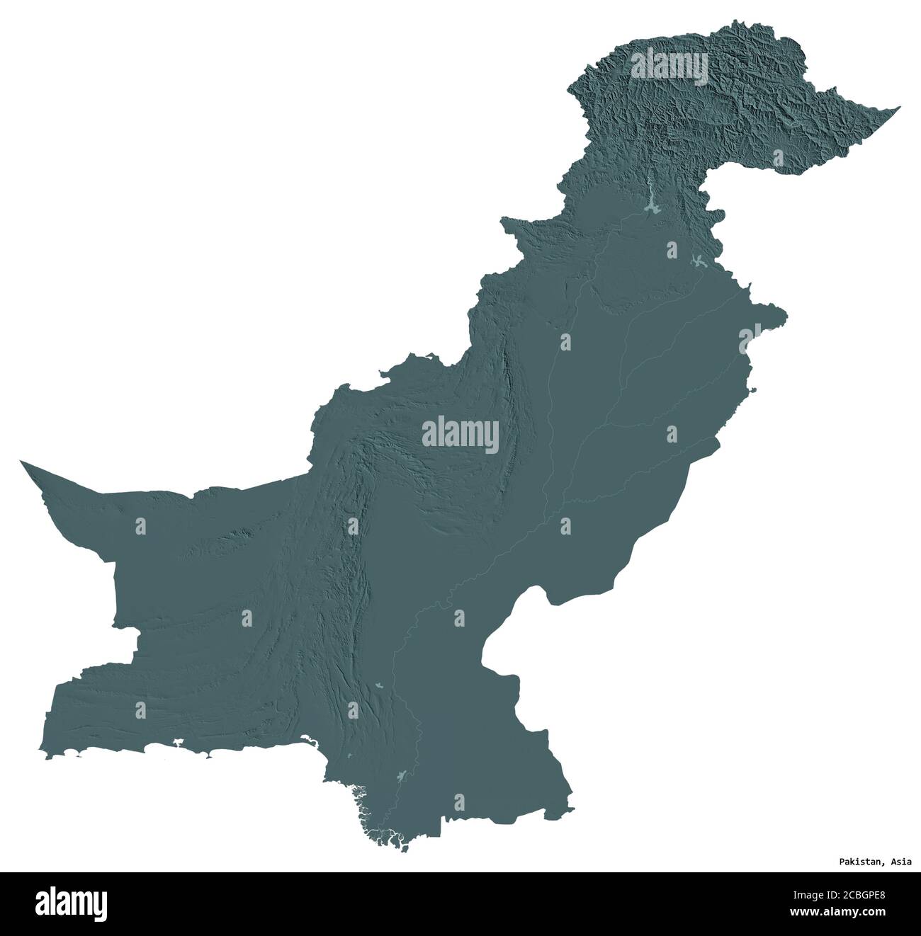 Shape of Pakistan with its capital isolated on white background ...