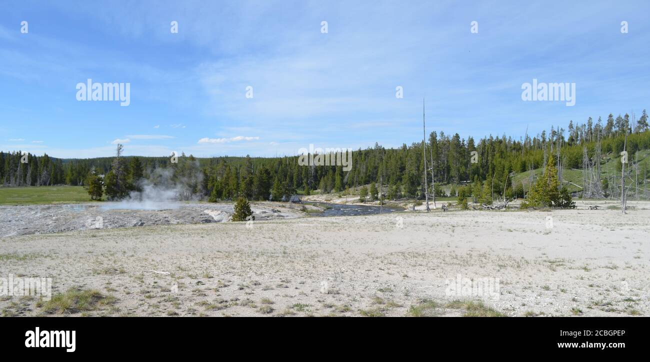 Late Spring in Yellowstone National Park: Looking Across Firehole River ...