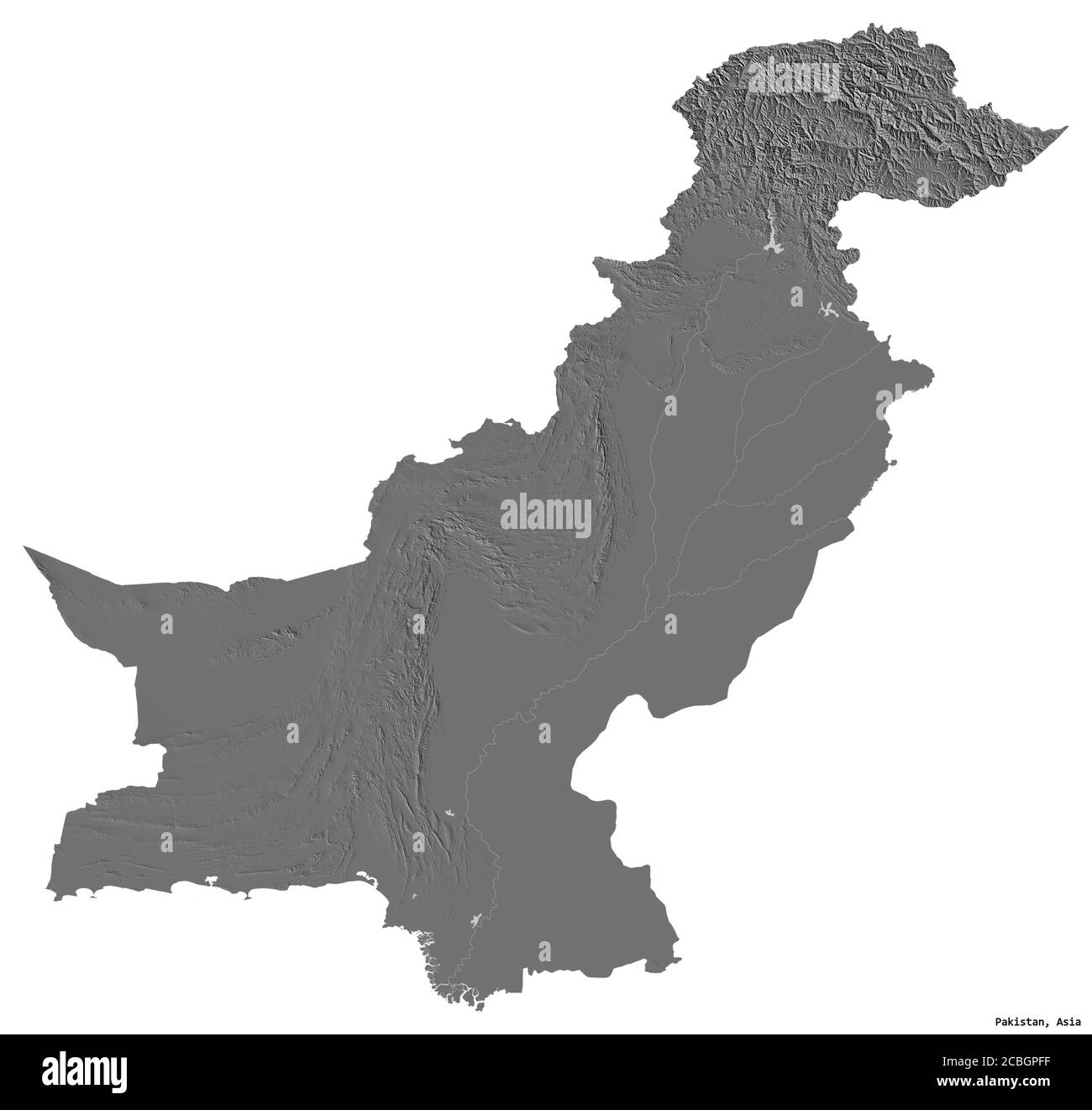 Shape of Pakistan with its capital isolated on white background ...
