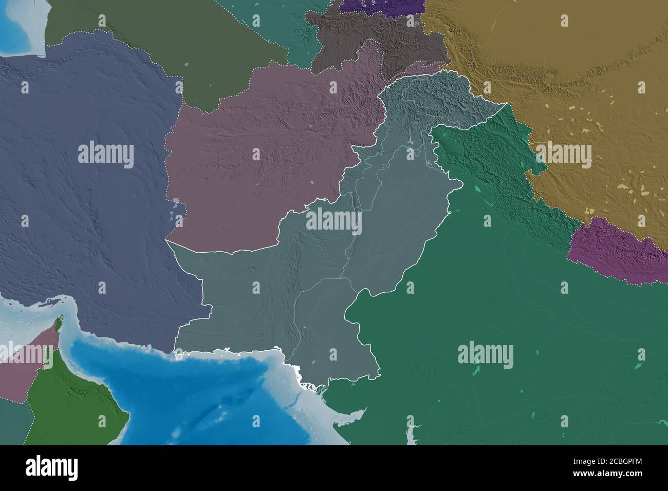 Extended area of Pakistan with country outline, international and ...