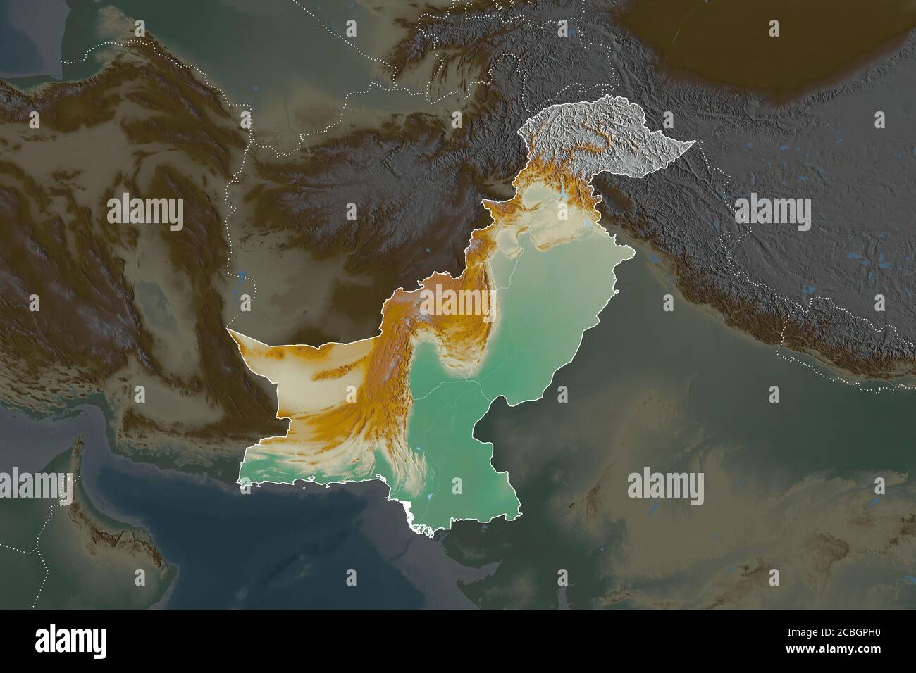 Shape of Pakistan separated by the desaturation of neighboring areas ...
