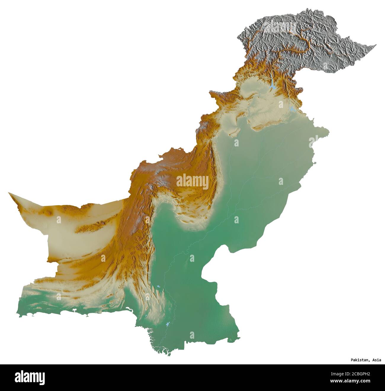 Shape of Pakistan with its capital isolated on white background ...