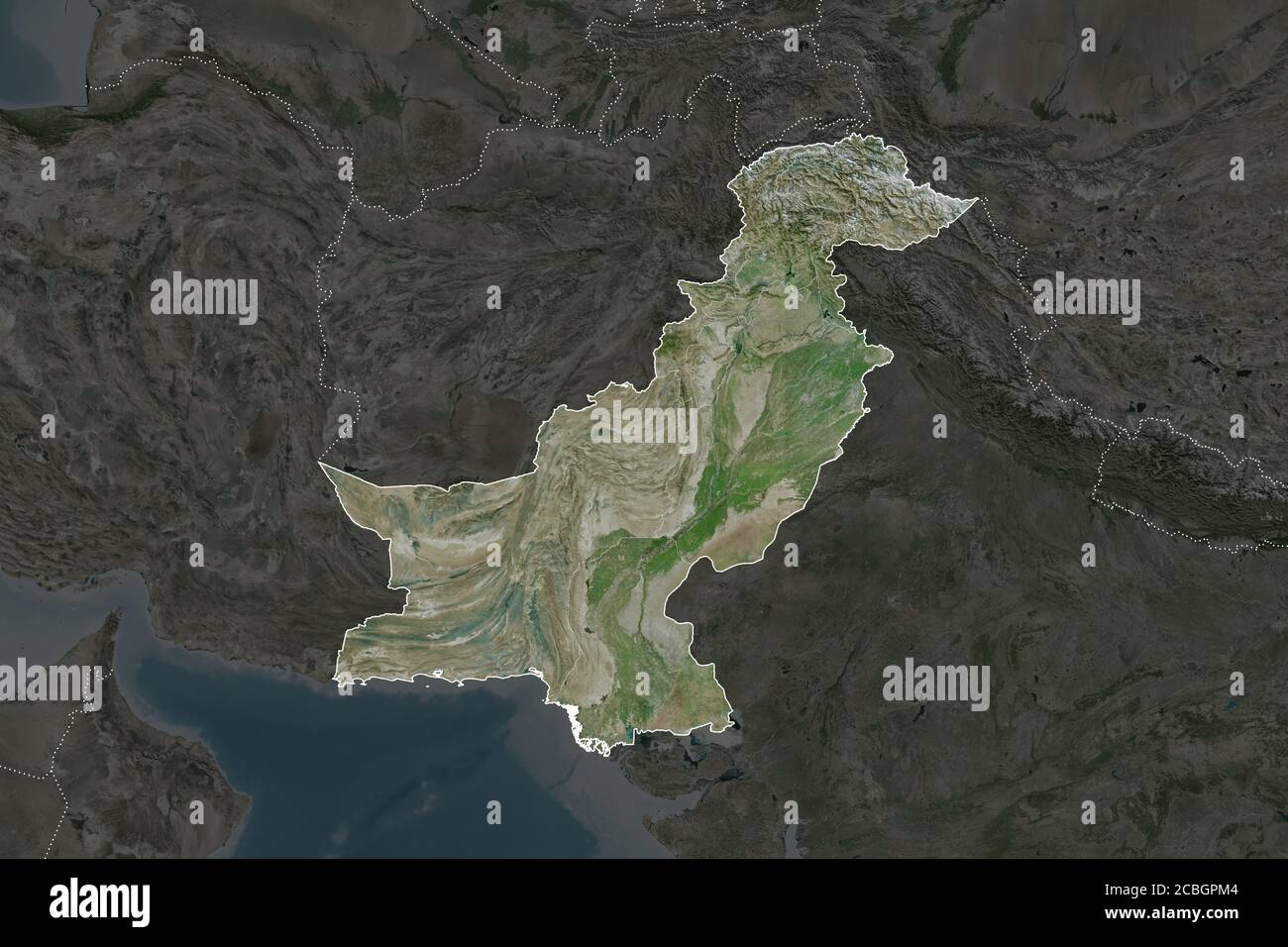Shape of Pakistan separated by the desaturation of neighboring areas ...