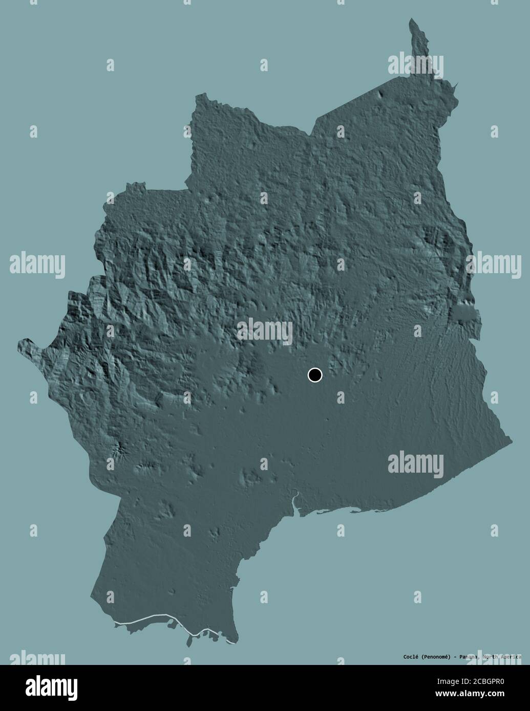 Shape of Coclé, province of Panama, with its capital isolated on a ...