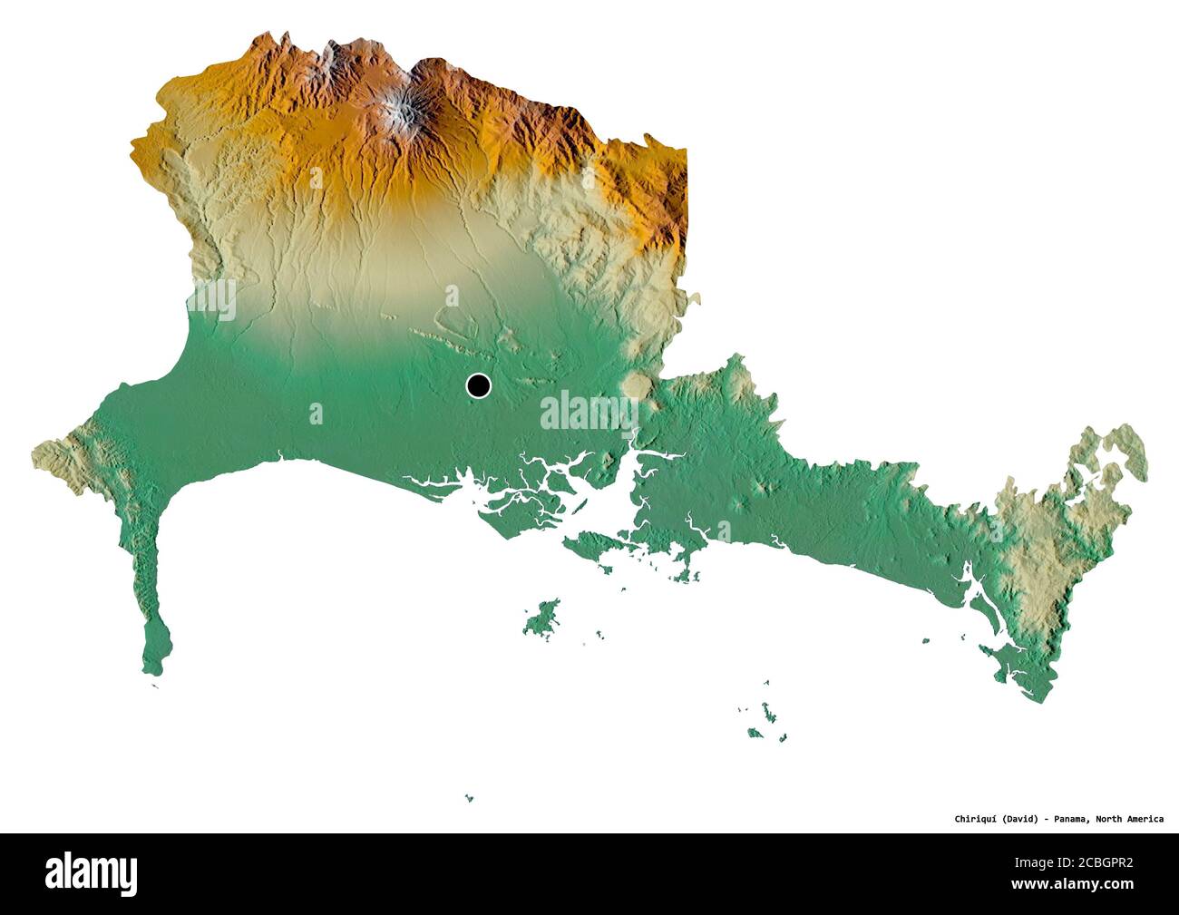 Shape of Chiriquí, province of Panama, with its capital isolated on ...