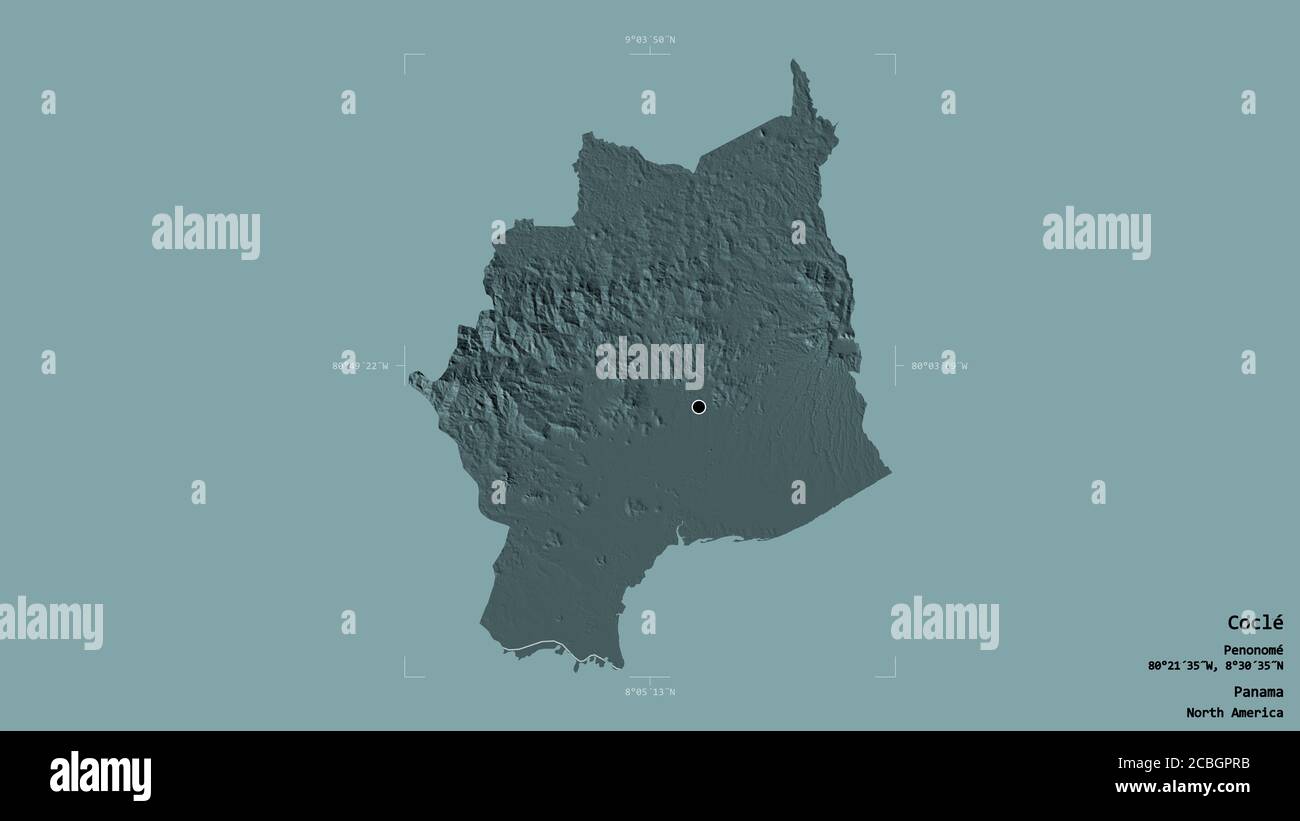 Area of Coclé, province of Panama, isolated on a solid background in a ...