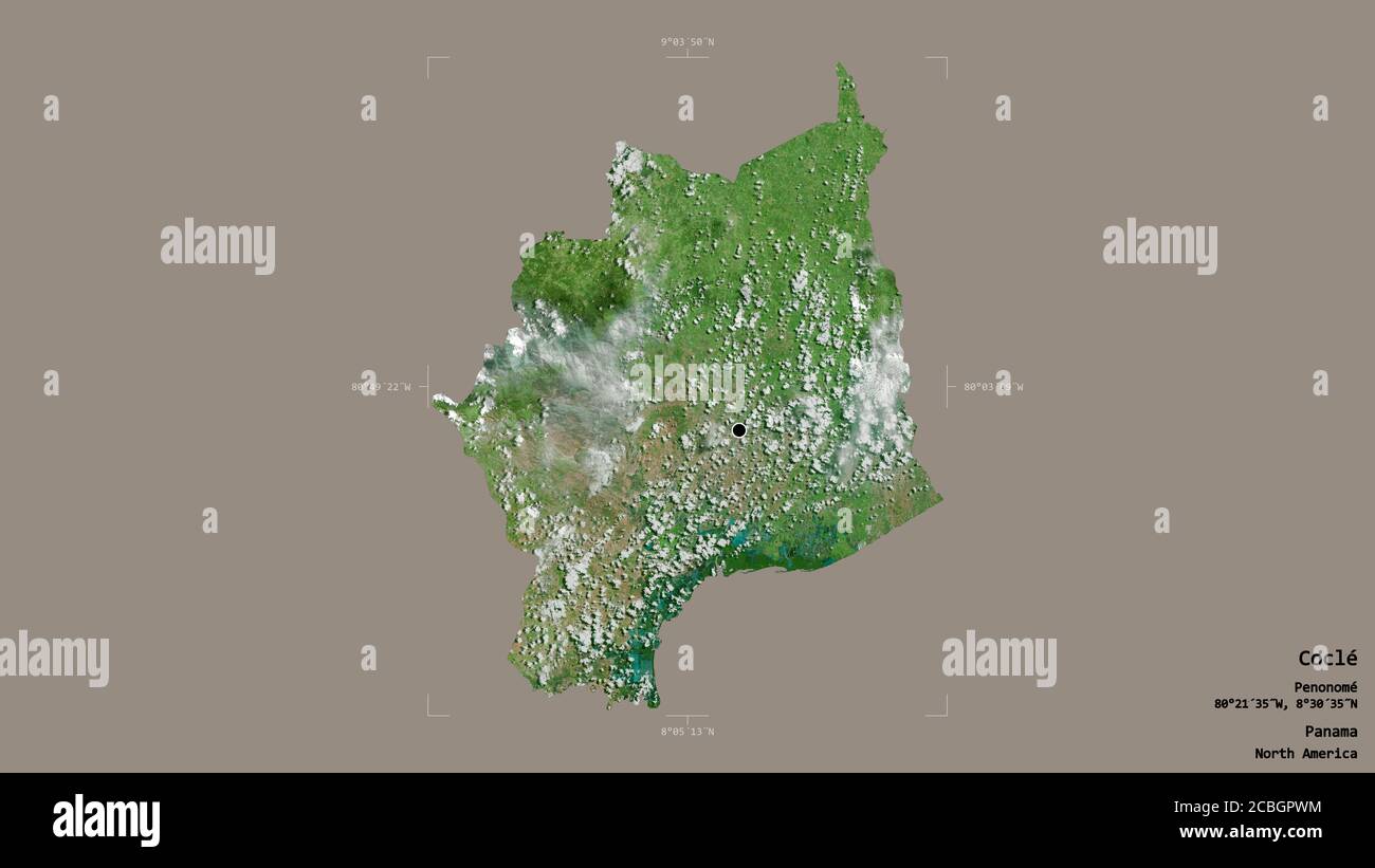 Area of Coclé, province of Panama, isolated on a solid background in a ...
