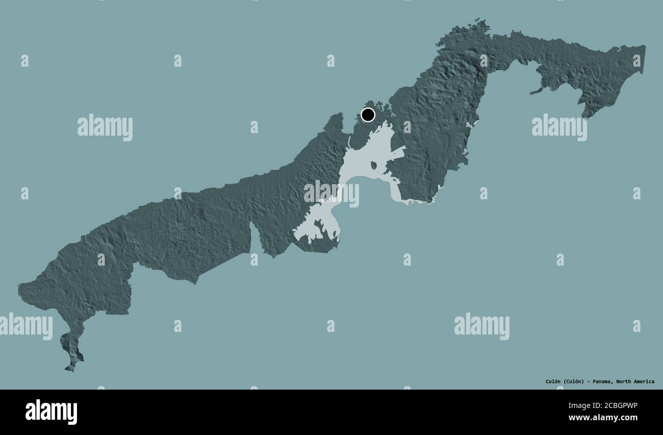 Shape of Colón, province of Panama, with its capital isolated on a ...
