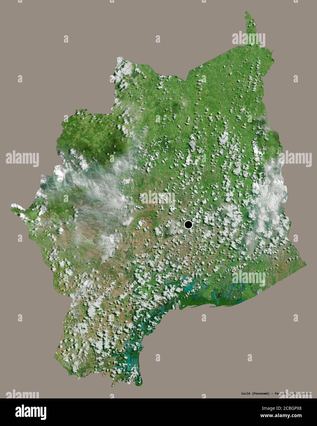 Shape of Coclé, province of Panama, with its capital isolated on a ...