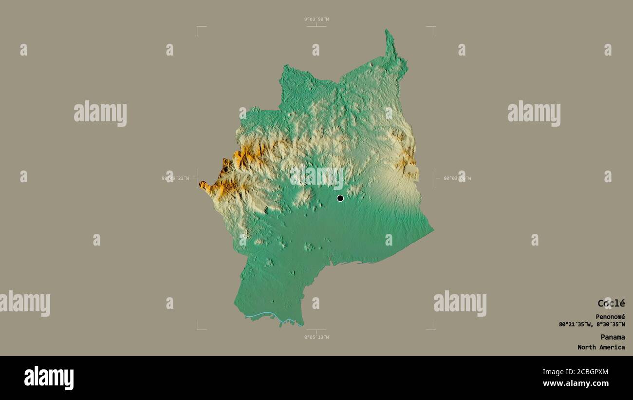 Area of Coclé, province of Panama, isolated on a solid background in a ...