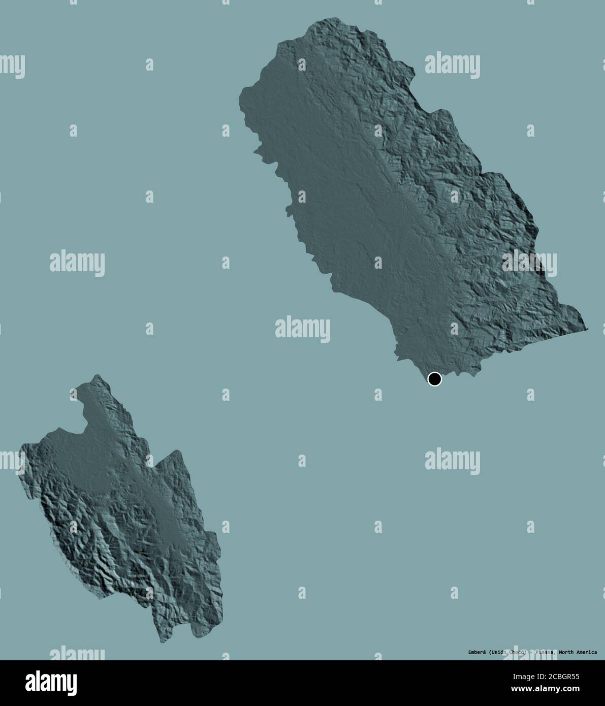 Shape of Emberá, indigenous territory of Panama, with its capital ...